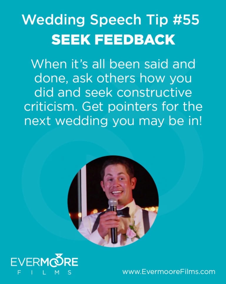 Seek Feedback | Wedding Speech Tip - Evermoore Films Videography